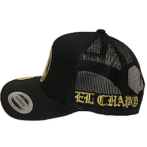 Capsnmore El Chapo Guzman Hat Black Mesh Snapback 4 Logos