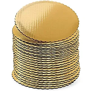 6" Round Gold Scalloped Cake Board 25pcs