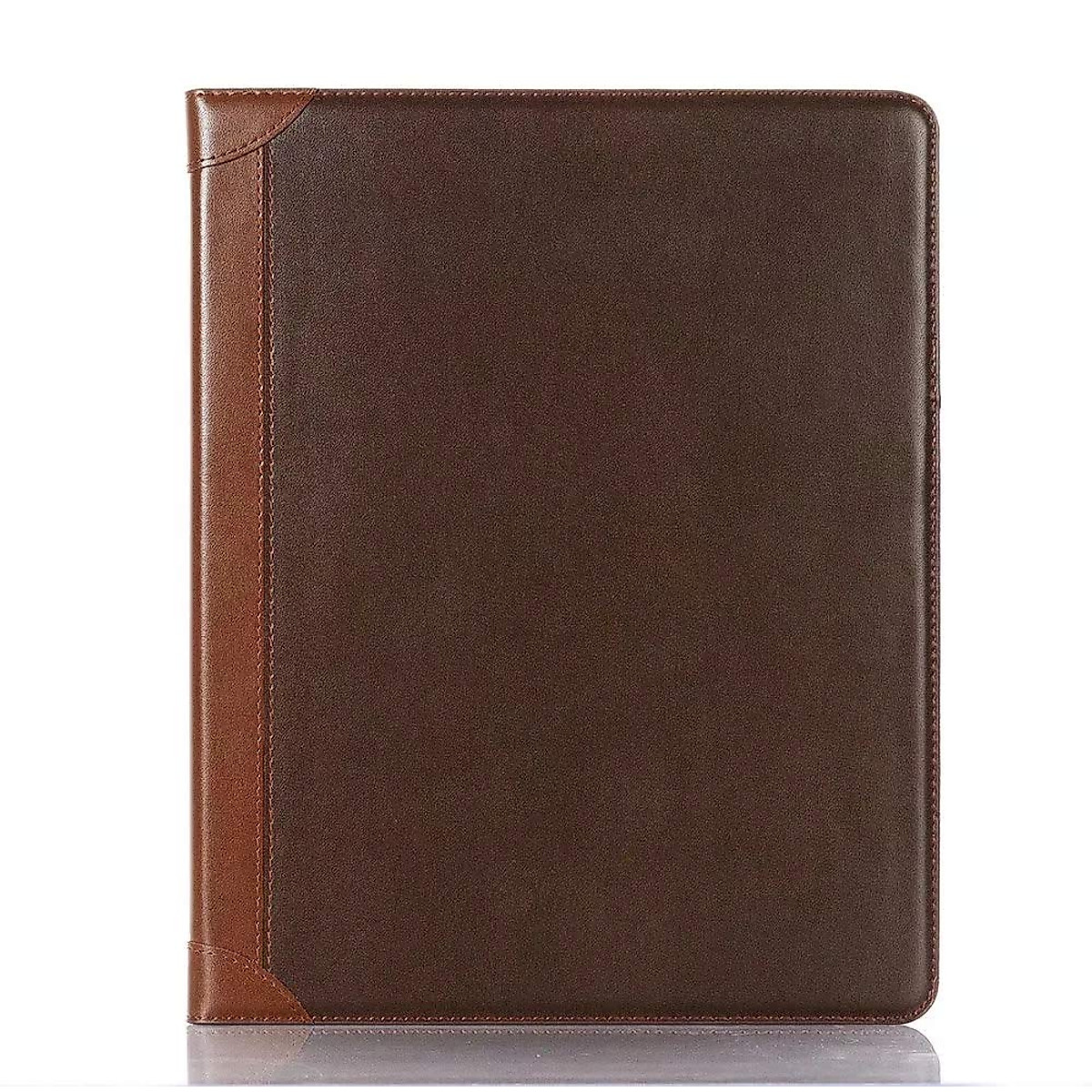 iPad Air-6 (13'') Case, iPad Pro-3 4 5 6 (12.9'') Case with Pen Holder, DMaos Business Vintage Book Synthetic Leather Stand Folio Smart Cover - Brown