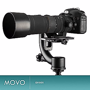 Movo GH800 MKII Carbon Fiber Professional Gimbal Tripod Head with Long and Short Arca-Swiss Quick-Release Plates - for Outdoor Bird/Wildlife Photography
