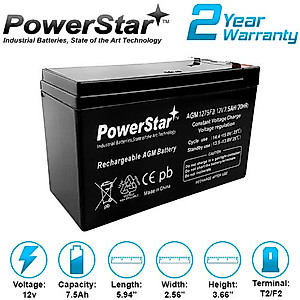 12V 7.5AH Battery 6-DW-7 12V 7AH 10hr SHAOXING HUITONG REPL - 2 Pack