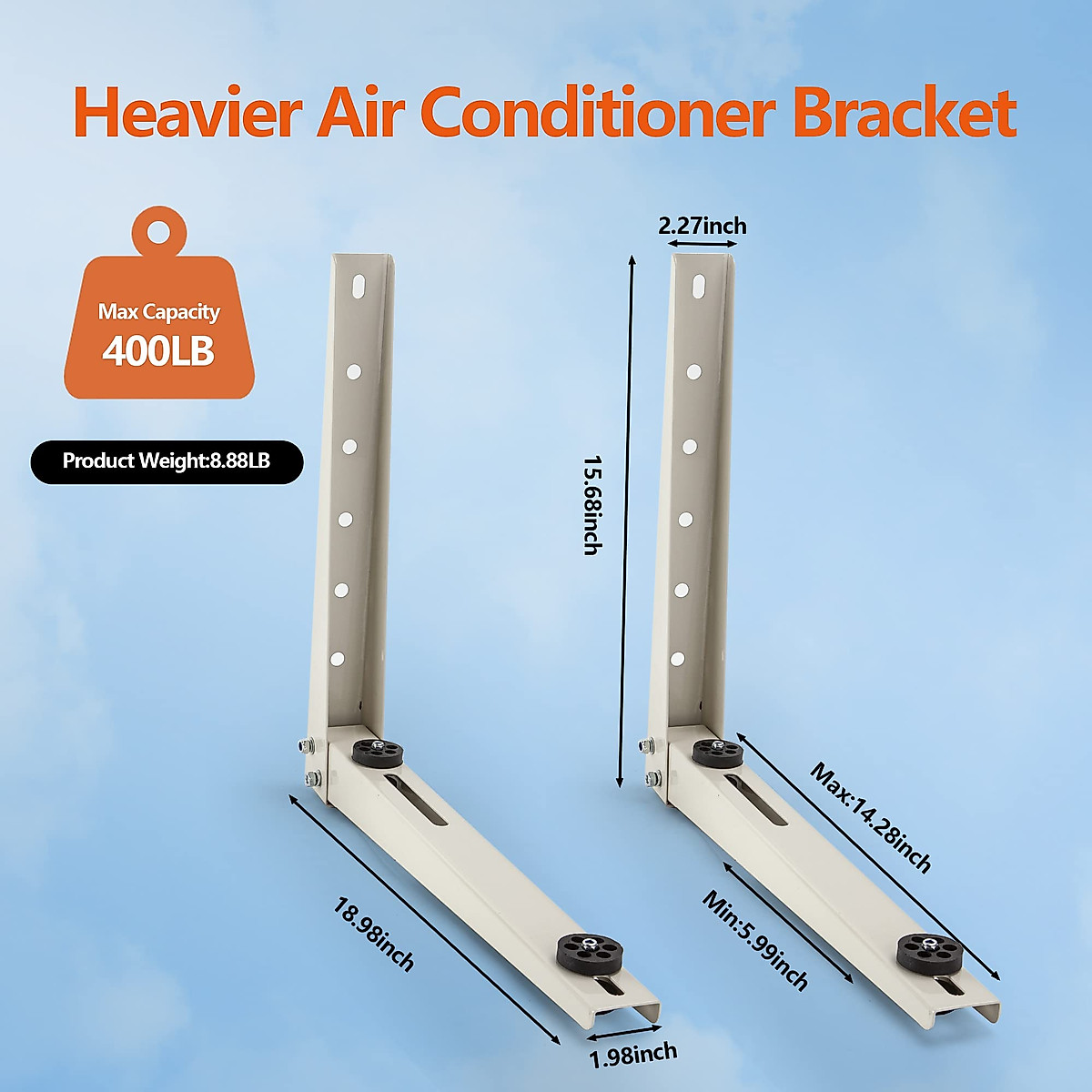 WeCooper Outdoor Split Air Conditioner Mount Bracket for 7000-18000BTU, Heavy-Duty Foldable Wall Mounting AC Bracket for Universal Ductless Mini Split Condensers Support up to 400LB