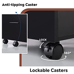 DEVAISE 2 Drawer Wood File Cabinet, Mobile Lateral Filing Cabinet with Storage, Letter Legal Size, Black