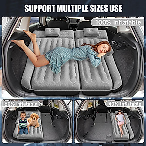 DikaSun Inflatable SUV Air Mattress Bed Car Mattress for SUV, Double-Sided Flocking Travel Camping Bed Car Air Mattress, Car Sleeping Mattress Bed for Universal SUV with Car Air Pump 2 Pillows