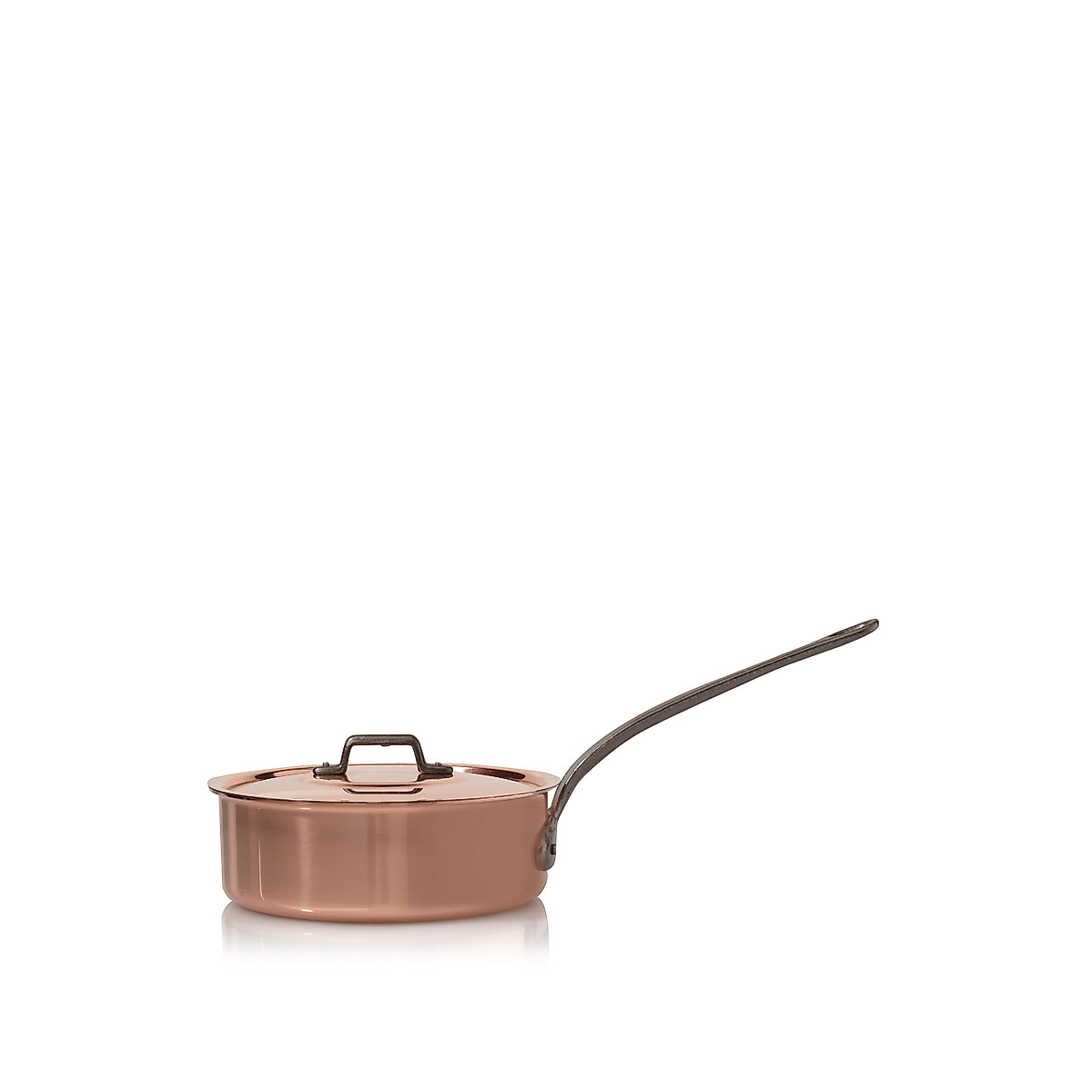 Baumalu High Sided Frying Pan + Lid, Solid Copper, 22cm