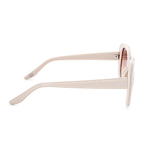 Rae Dunn - RENEE Premium Sunglasses with SUN KISSED. Signature Artwork (Glossy Beige Frame w/Brown Clear Gradient Lens)