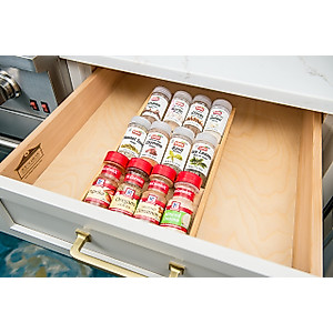Lipper International 8886 Bamboo Wood In-Drawer Spice Organizer Tray, 15" x 8" x 2"