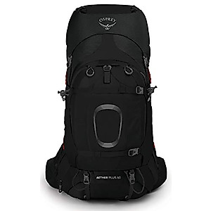 Osprey Aether Plus 60L Men's Backpacking Backpack, Black, S/M