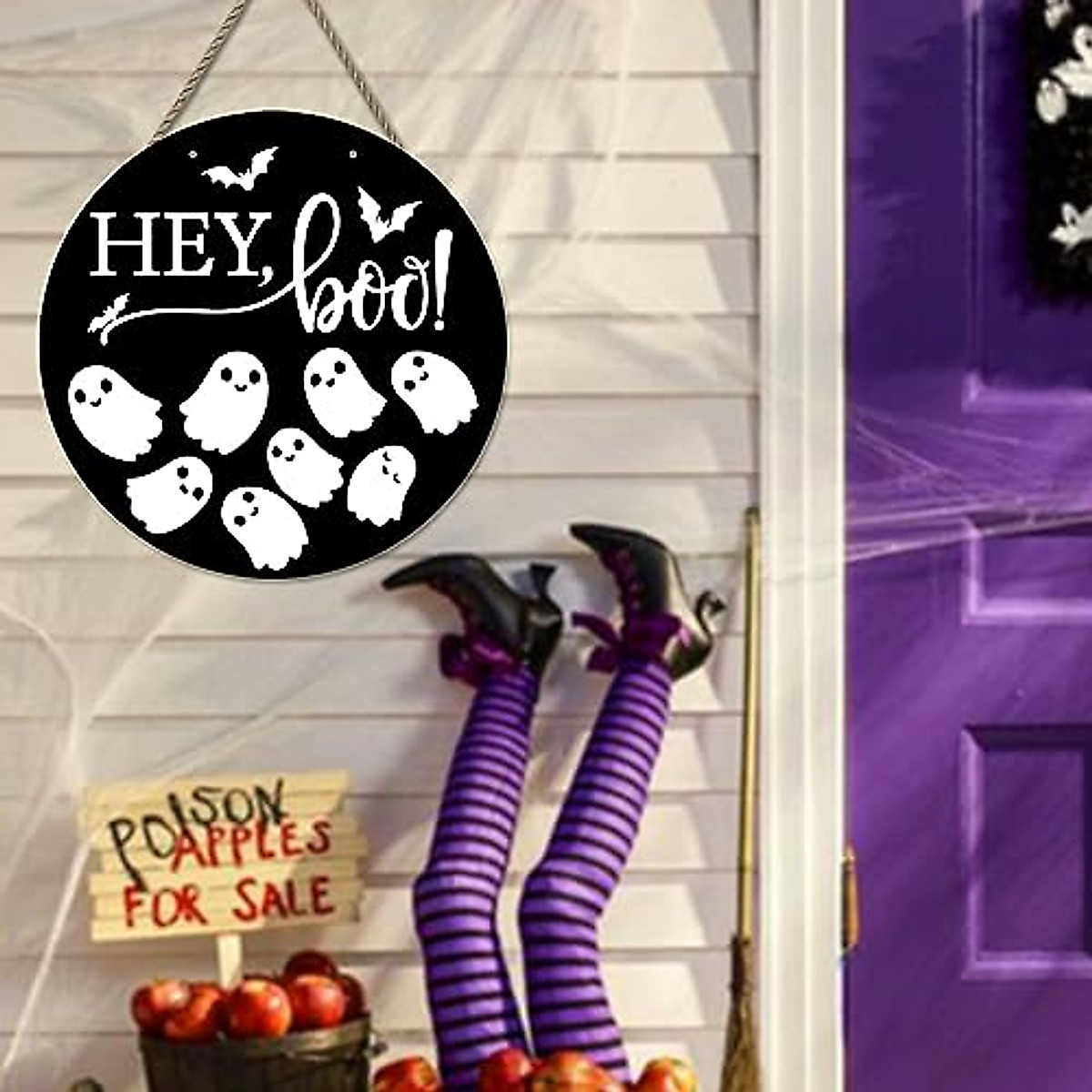 Halloween Decoratoins Welcome Door Sign Halloween Front Door Wall Signs Wood Hanging Decor Wreath Home Party Outdoor Door Hanger