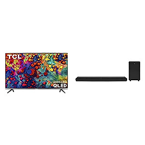 TCL 65-inch 6-Series 4K UHD Dolby Vision HDR QLED Roku Smart TV - 65R635, 2021 Model Alto 8 Plus 3.1.2 Channel Dolby Atmos Sound Bar