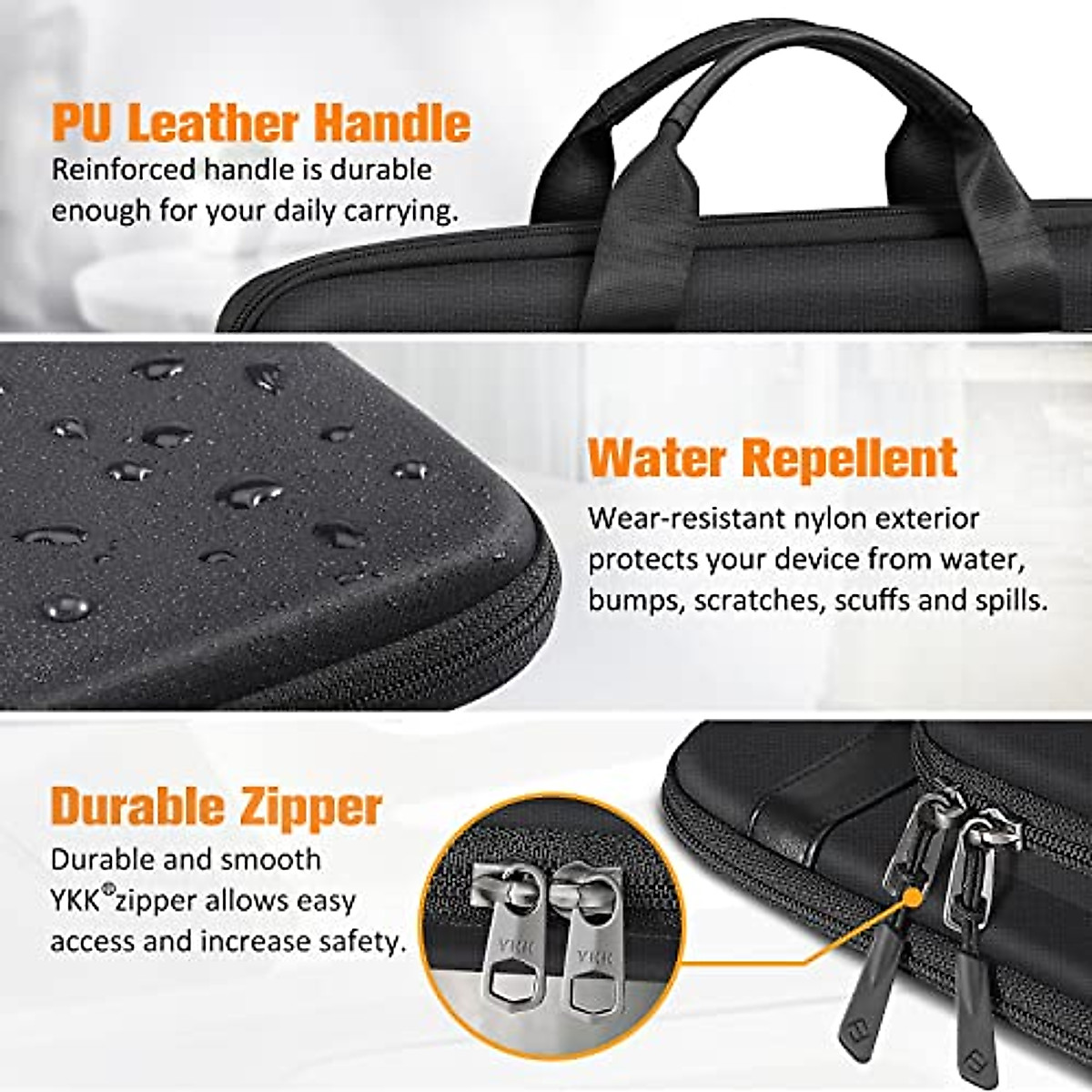 FINPAC 15.6 Inch Laptop Sleeve Case - Briefcase Shoulder Bag with Tablet Pocket and Accessory Pouch for MacBook Air 15, MacBook Pro 15 16 and Up to 15.6" Samsung Lenovo HP Acer ASUS Dell Laptop, Black