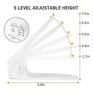 New Shoe Slots Organizer 12 Pack - Upgrade Shoe Stackers for a Pair Of Shoes, Shoe Storage Shoe Space Savers 50%, 5 Levels Adjustable Space Saving Shoe Rack Shoe Riser Stackable Shoe Organizer,White