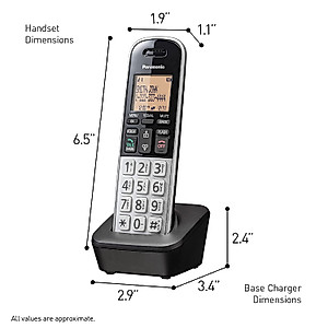 Panasonic Compact Cordless Phone with DECT 6.0, 1.6" Amber LCD and Illuminated HS Keypad, Call Block, Caller ID, Multiple Display Languages - 1 Handset - KX-TGB810S (Black/Silver)