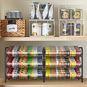 MOOACE Can Rack Organizer, 2 in 1 Can Storage Dispenser Holds up to 72 Cans, Can Organizer for Pantry Kitchen Cabinet, Black