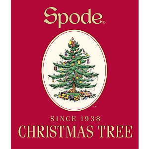 Spode Christmas Tree Collection Rice Bowl, set of 4, 6-Inches, Round, Ceramic Bowl for Soup, Frozen Meals, Stews, and Sticky Rice Dinners, Dishwasher and Microwave Safe (Classic)