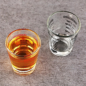 BTGLLAS Set of 2 Shot Glasses - Heavy Glass, Perfect for Measuring Espresso, Wine, and More 26-Incremental Measurement 1oz, 6 Tsp, 2 Tbs, 30ml (2, Red+Black)