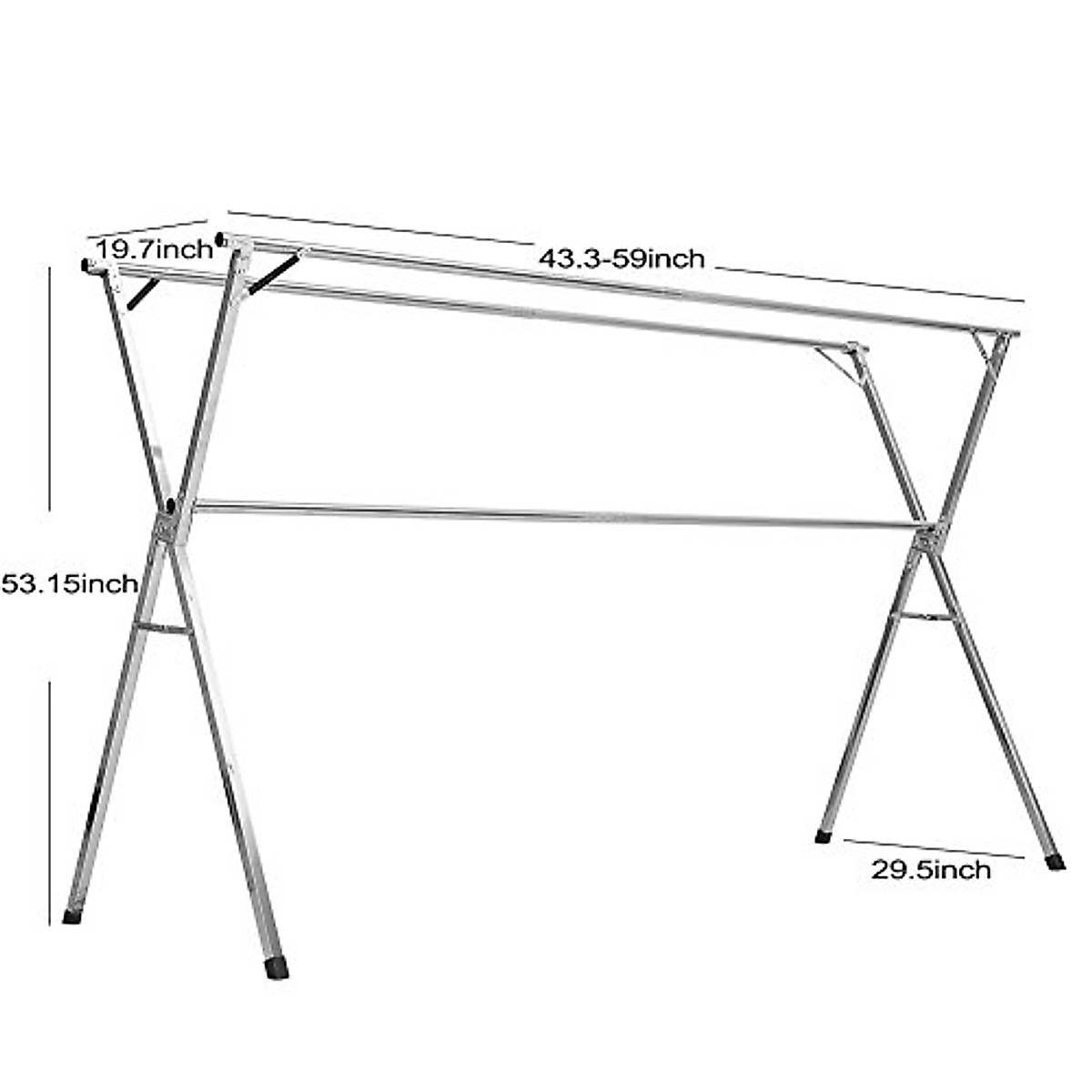 SHAREWIN Clothes Drying Rack for Laundry, 59 Inches Stainless Steel Garment Rack Adjustable and Foldable Space Saving, Laundry Drying Rack for Indoor Outdoor Free Installed Hanger Rack Heavy Duty