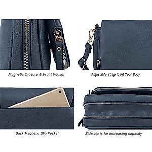 GLITZALL Medium Crossbody Bags for Women Faux Leather Shoulder Purse and Small Cross Body Handbag with Multi Pockets,Navy
