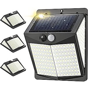 LIERONT Solar Outdoor Lights 4 Pack Motion Sensor Outdoor Light IP65 Waterproof Solar Security Light 238 LED with 3 Lighting Modes Solar Powered Light for Garden Garage