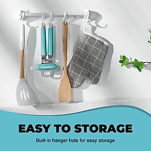 KucheCraft Can Opener Manual, Heavy Duty Handheld Can Opener With Stainless Steel Sharp Blade, Hand Can Opener with Ergonomic Hand Grip and Larger Turning Knob, Built in Bottle Opener(Blue)