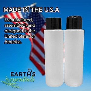 Earth's Essentials 2 Pack Refillable 16 Ounce HDPE Squeeze Bottles With Stand On The Cap Dispenser Tops-Great For Lotions, Shampoos, Conditioners and Massage Oils From (BLACK CAP)