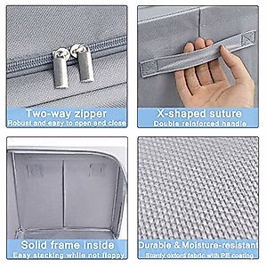 Clothes Storage Bins with Foldable Sturdy Frame and Carrying Handles,Stackable Storage Box for Closet Shelf Organizers for Seasonal Clothing,Blankets,Towel Bed Sheets,Toys Gift Others (Medium -40L x3PACK, Grey)