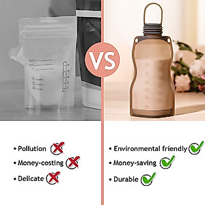 haakaa Silicone Breastmilk Storage Bag 5pk & Grey Silicone Cleaning Brush Set