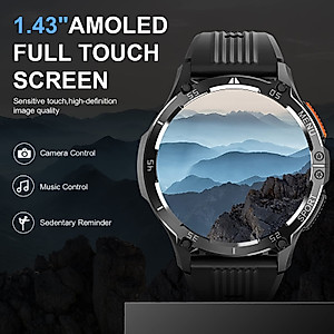 Smart Watches for Men(Answer/Dial Calls),1.43" HD AMOLED Tactical Military Watch, Rugged Fitness Watch for Android and iOS Phones with Heart Rate Sleep Monitor, Blood Oxygen, IP67 Waterproof,Gray