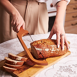 Sourdough Bread Bow Knife for Homemade Bread Cutter - Serrated Bread Saw Slicer Wooden Knife - Baguette Cutter - Hand Crank Bread Slicer - Texas Bread Knife - Right-Handed