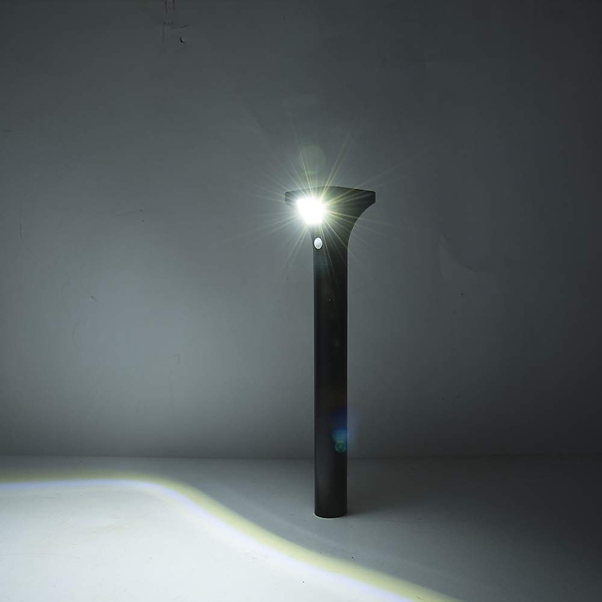 ZMY LED Solar Black Induction Pillar Light Outdoor Garden Lawn Post Lighting Landscape Home Column Lantern Waterproof Modern Simple Aluminum Pathway Fixture