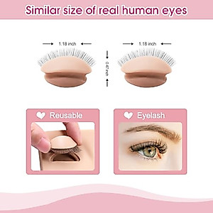Miuffue 3 Pairs 2 Layers Eyelash Practice Eyelids for Mannequin Head, Removable Realistic Eyelash Extension Eyelids with Eyelashes, Silicone Rubber Replacement Eyelids for Eyelash Training