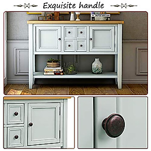 ZSQ Buffet Table, Cambridge Series Sideboard Table with Bottom Shelf, Console Table Dining Room Server, Entry Table Buffet Cabinet Sofa Table (Lime White)