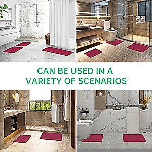 Small Memory Foam Bathroom Mats 17 "X 24" Non Slip 0.7" Extra Thick Super Absorbent Bath Rugs Carpet Super Cozy Quick Dry Machine Wash Red