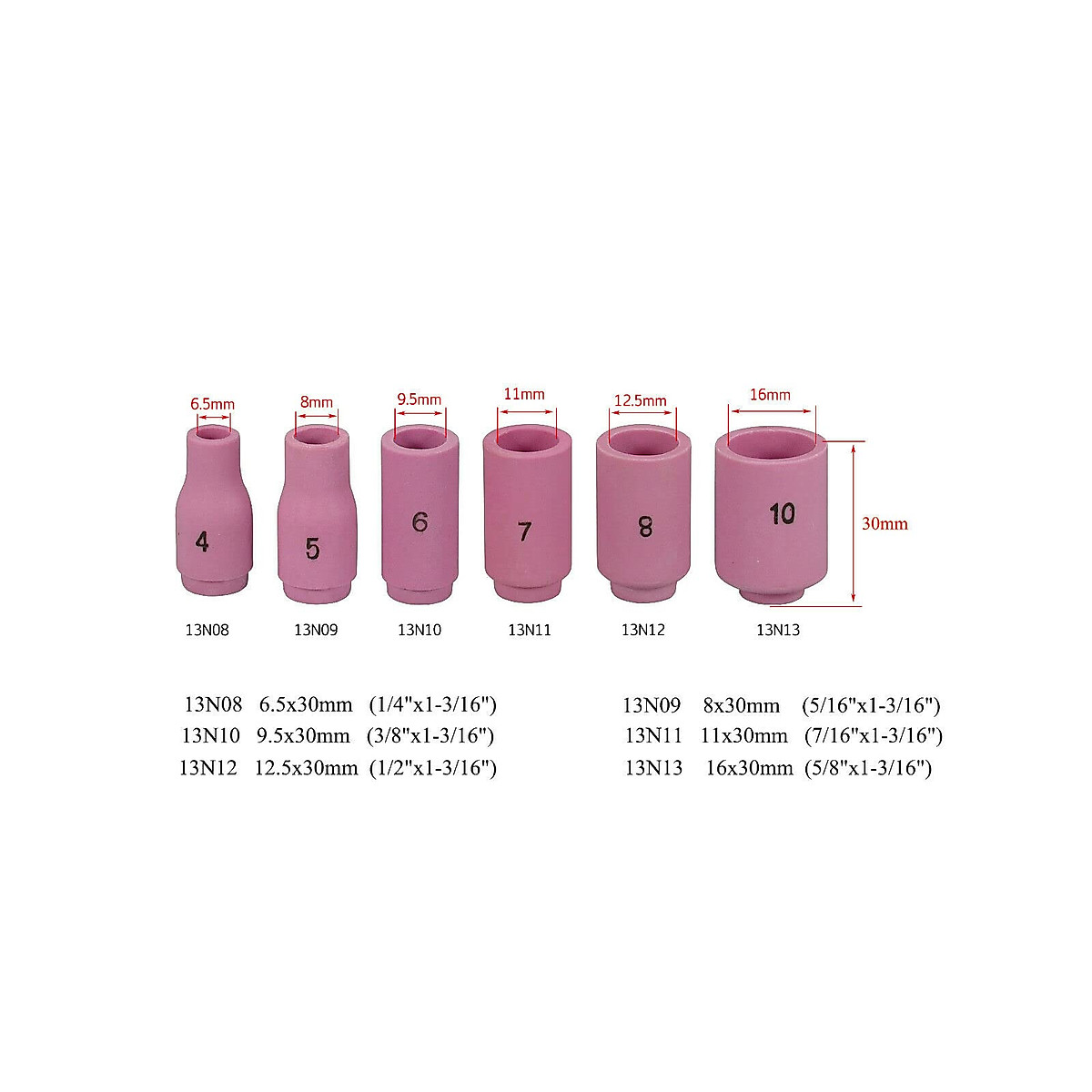 RIVERWELD TIG Gas Lens Collet Body 45V 13N Series Alumina Ceramic Cup 13N 53N 796F Series Assorted Size Kit Fit SR WP 9 20 25 TIG Welding Torch 46pcs