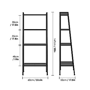 SHUANGZ 4 Tier Ladder Shelf, 23.6L x 13.8W x 57.9H Inch Industrial Bookcase Ladder-Shaped Plant Flower Stand Rack Storage Shelves for Living Room, Black (HSSC-1)