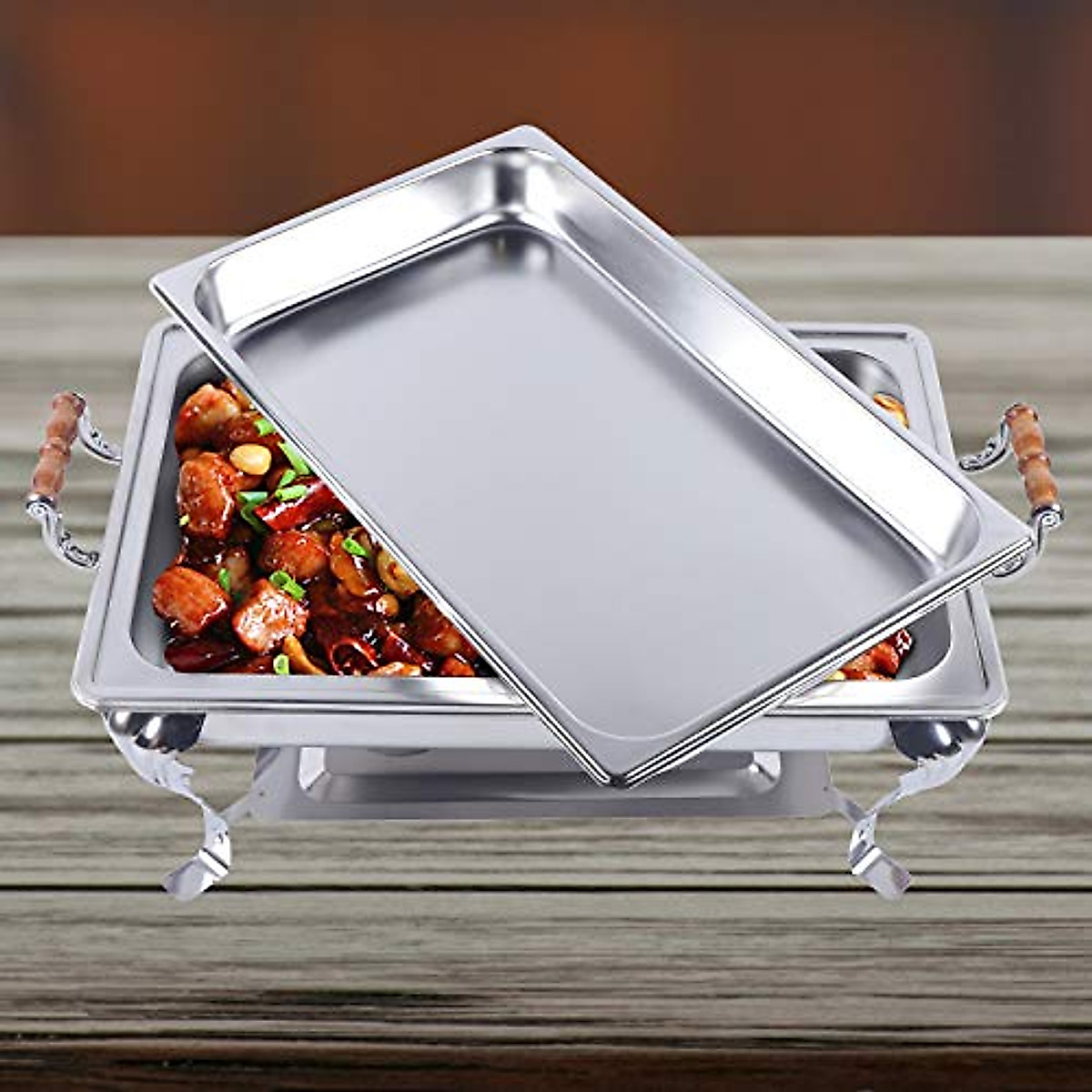 Electric Chafing Dish Buffet Set,Stainless Steel Warming Container,Chafing Dish Food Warmer,Food Insulation,Rectangular Buffet Server Pan,Suitable for Buffet,Wedding and Other Banquet Events