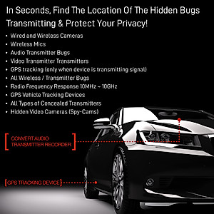 Spy-Hawk Security Pro-10G Bug Detector - Find GPS Tracker & Wireless Camera - Anti Spy Detector - Audio Bug Sweeping Device - Hidden GPS Tracking Finder - Cam Finder by Spy Associates Security