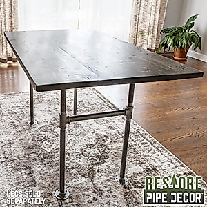 Restore by Pipe DÉCOR Solid Wood Desk or Dining Table Top, Reclaimed Ponderosa Pine in Boulder Black, 60 in. x 36 in. x 1.25 in