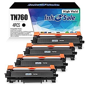 INK E-SALE 4 Packs Remanufactured TN760 Toner Cartridge Replacement for Brother TN760 TN730 TN770 for HL-L2325DW HL-L2350DW HL-L2370DW DCP-L2550DW MFC-L2690DW MFC-L2710DW MFC-L2717DW MFC-L2750DW