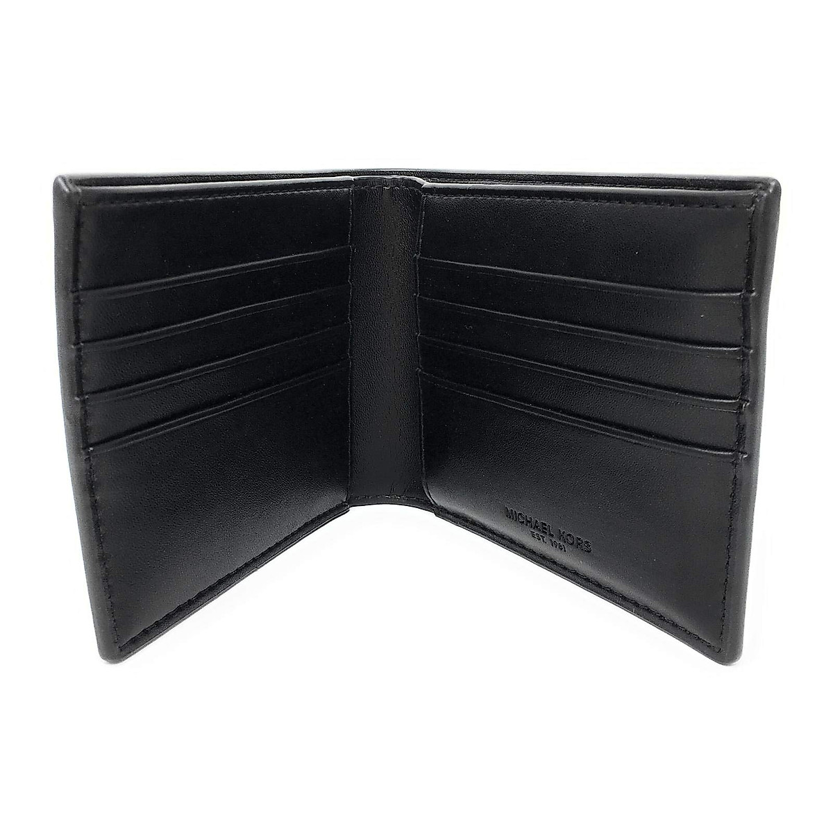 Michael Kors Men's Harrison Billfold with Passcase Leather Wallet No Box Included,slim (Black)