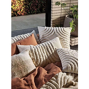 Tufted Duvet Cover King Boho Bedding Tufted King Size Duvet Covers for All Season 1 Duvet Cover 2 Pillow Shams Shabby Chic Bedding Home Bedding Duvet Cover (White-King Size-90x104)