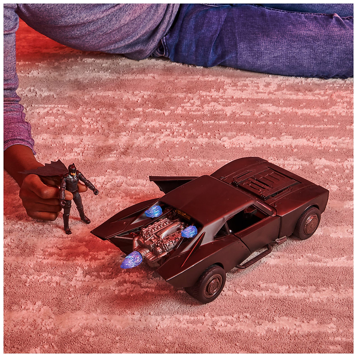 DC Comics, Batman Batmobile with 4” Batman Figure, Lights and Sounds, The Batman Movie Collectible, Kids Toys for Boys and Girls Ages 4 and up