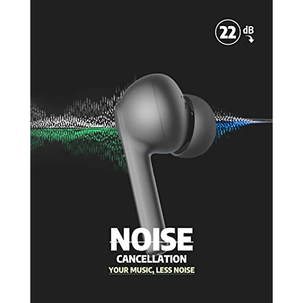 Wireless Earbuds, Active Noise Cancelling, 20 Hours Playtime, Workout Sweat Resistant, Touch Control (Gray)