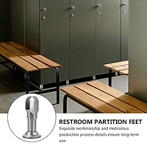 TEHAUX 4pcs Public Restroom Partition Fittings, Stainless Steel Toilet Partition Support Feet Bathroom Support Feet Toilet Partition Hardware for Bathroom Public Restroom