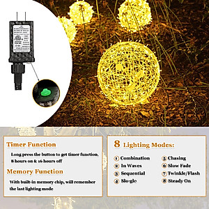 Outdoor Balls Lights Hanging Tree Garden Lights 4 Pack 7.87" Sphere Lights with Plug in Globe Lights Trees Garden Lights for Party Wedding Yard Garden Porch Patio Decoration(Warm White)