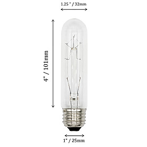 Creative Hobbies® 3090 (Pack of 4) 40T10/CL - 40 Watt T10 Clear Tubular - 120V - Medium (E26) Base - Incandescent Light Bulbs