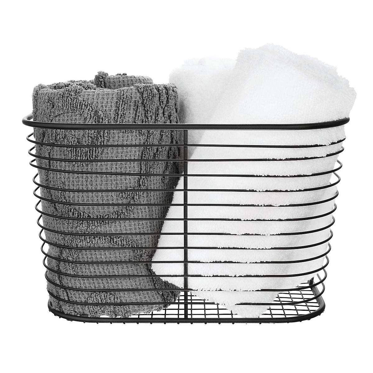 iDesign Vienna Large Steel Wire Storage Basket - 7.4" x 9.4" x 5.7", Matte Black