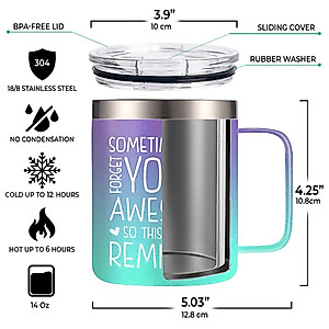 SANDJEST 14oz Coffee Mugs for Women Inspirational Gifts For Her Insulated Coffee Mug with Handle, Travel Coffee Mug Gift Idea for Birthday, Mother's Day