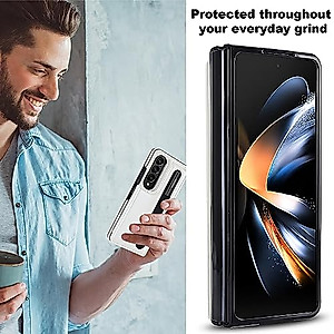 LBYZCASE Galaxy Z Fold 5 Wallet Case with S Pen Holder,Double Magnetic Clasp Kickstand Durable Shockproof Phone Case Cover with [RFID Blocking] Card Slots for Samsung Galaxy Z Fold 5 (White)