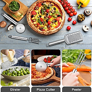 P&P CHEF Kitchen Utensils Set (20Pcs), Black Cooking Utensil Kit Heat-proof Silicone Cookware with Stainless Steel Handles, Non-stick & Non-toxic, Heavy Duty & Dishwasher Safe